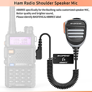 BAOFENG Walkie Talkie Speaker Mic Microphone, Remote Shoulder Police Mic UV-5R BF-F8HP 5RM UV-21R K5PLUS GM-15 Pro UV-5G Plus GM-5RH UV-17R TIDRADIO TD-H3 TD-H8 Quansheng UV-K5