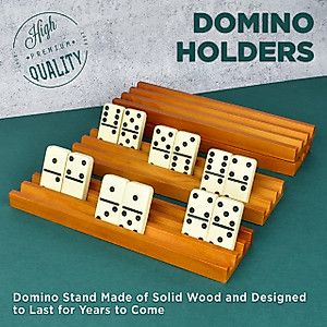 Queensell Dominoes Double 6 + Domino Holders Large