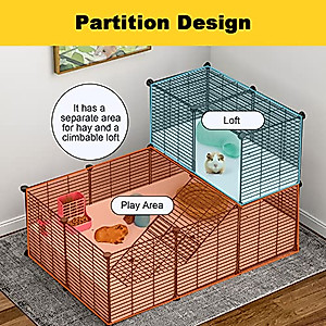 Eiiel Guinea Pig Cage,Indoor Habitat Cage with Waterproof Plastic Bottom,Playpen for Small Pet Bunny, Turtle, Hamster