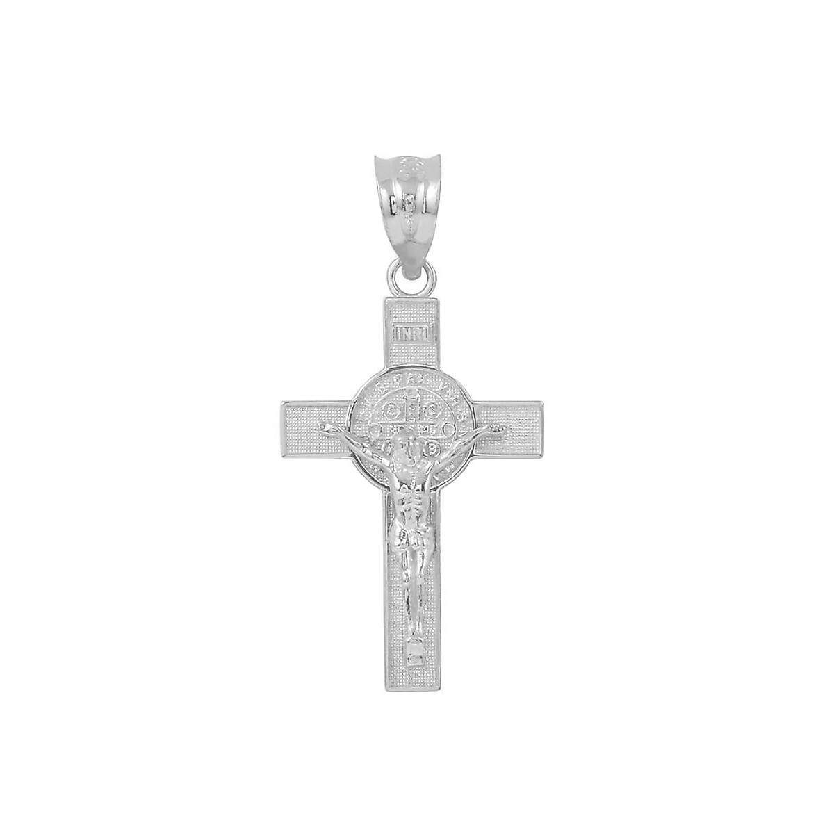 925 Sterling Silver St. Benedict Crucifix Cross Charm Pendant (1.10")