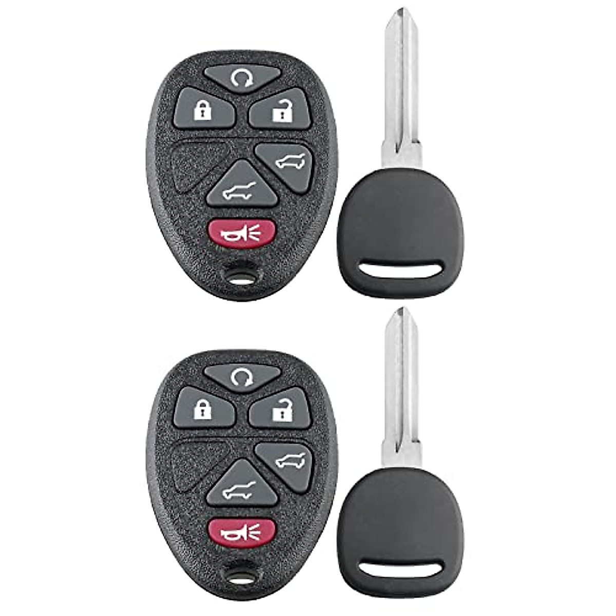 Key Fob Remote Replacement Keyless Entry Remote fits 2007-2014 Chevy Tahoe Suburban / 2007-2014 Cadillac Escalade / 2007-2014 GMC Yukon (OUC60270, OUC60221,15913427)with Uncut Trunk Car Key Fob(2PACK)