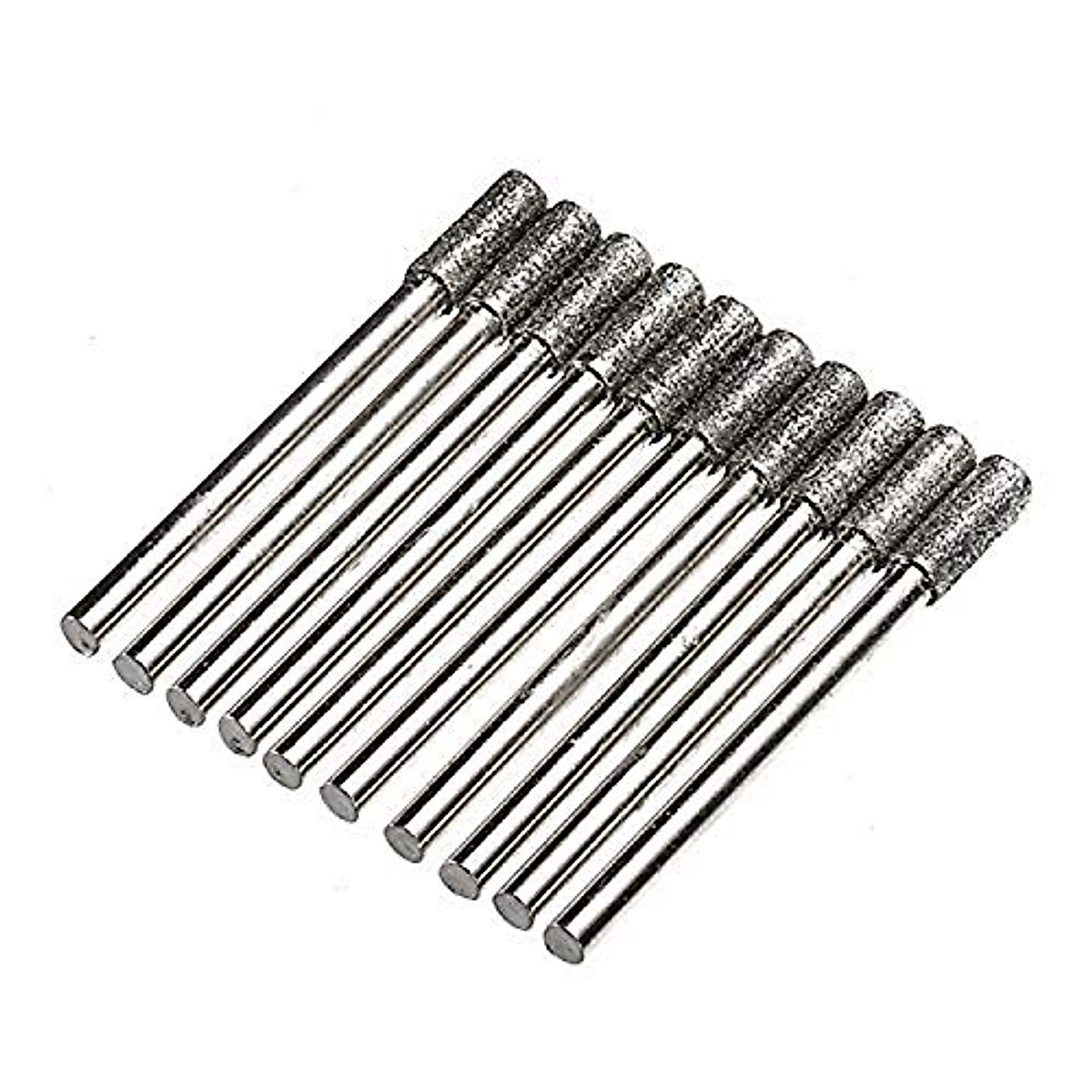 JKUHA 10PCS 4mm Diamond Coated Cylindrical Burr Chainsaw Sharpener Stone File Chain Saw Sharpening Carving Grinding Tools