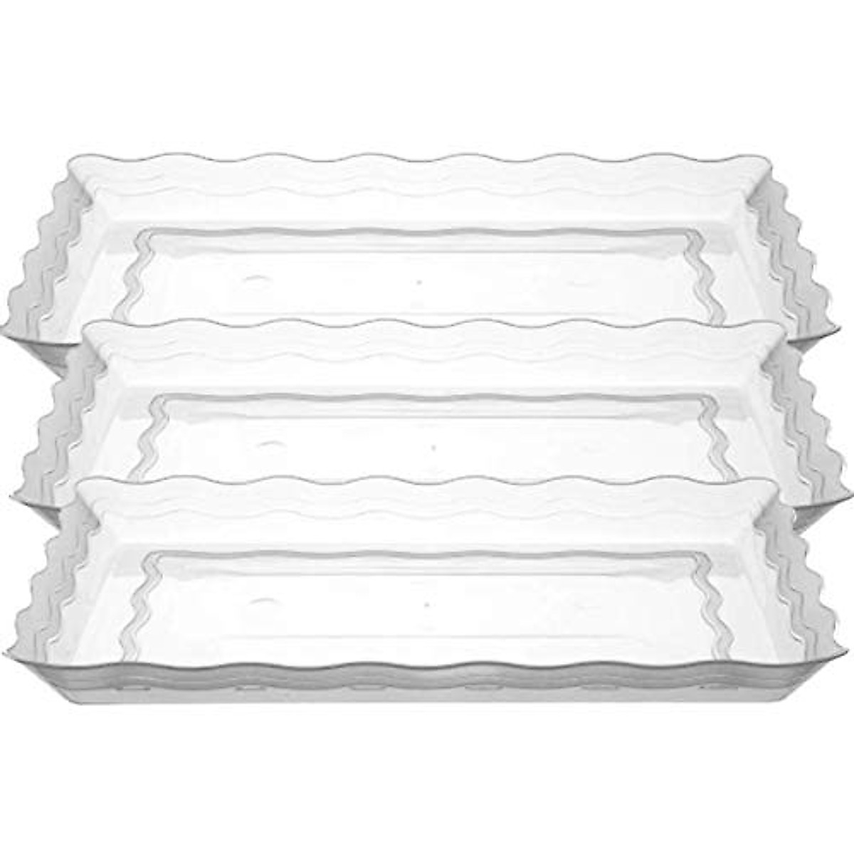Plastic Rectangular Wave Serving Tray - 18” x 12” | Clear | 1 Pc