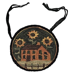 Park Designs House and Sunflowers Hooked Chair Pad