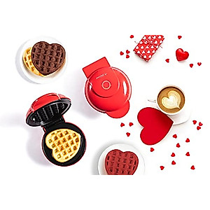 Holstein Housewares Personal Non-Stick Heart Waffle Maker, Red - 4-inch Waffles in Minutes