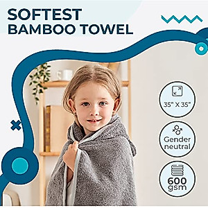 Munich Blue Baby Towel for Boys and Girls - Cozy Baby Bath Towel for Newborn, Infant and Toddler - 600GSM Premium Super Soft Hooded Baby Towel with Cute Bear Ears (Cloudy Color, 35 x 35 inch)