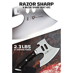 Dalstrong Meat Chopper Axe - 8 inch - Heavy-Duty Giftable Butcher Cleaver Knife - The Punisher - Gladiator Series Elite R - Black G10 Handle - Stand and Sheath