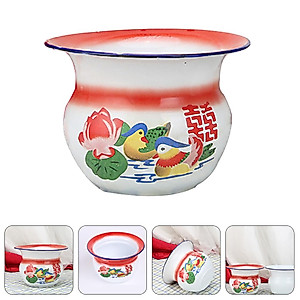 Cabilock Toilet Portable Toilet Enamel Urinal Pot Unisex Chamber Pot Enamel Spittoon chamber pot enamel potty antique enamel chamber pot for Adults Kids, Room Urinal Portable Camping Camping