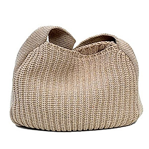 Womens Crocheted Hobo Bag Aesthetic Shoulder Knit Crochet Tote bag Knitted Accessory Boho Purse for Ladies Black