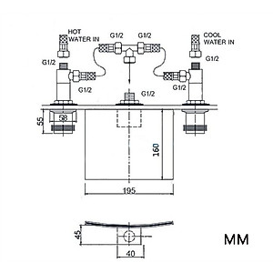 Kitchen Sink Mixer Taps Basin Waterfall Faucets, Bathroom Sink Faucet, Brass Wall Mounted Bathroom Widespread 3 Hole 8 Inch Basin Tap Bath Sink Tap Compatible with Balcony Laundry ，Faucet