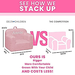 Delta Children Cozee Sherpa Chair – Customize with Name – Foam Kids Chair for Ages 18 Months and Up, Pink