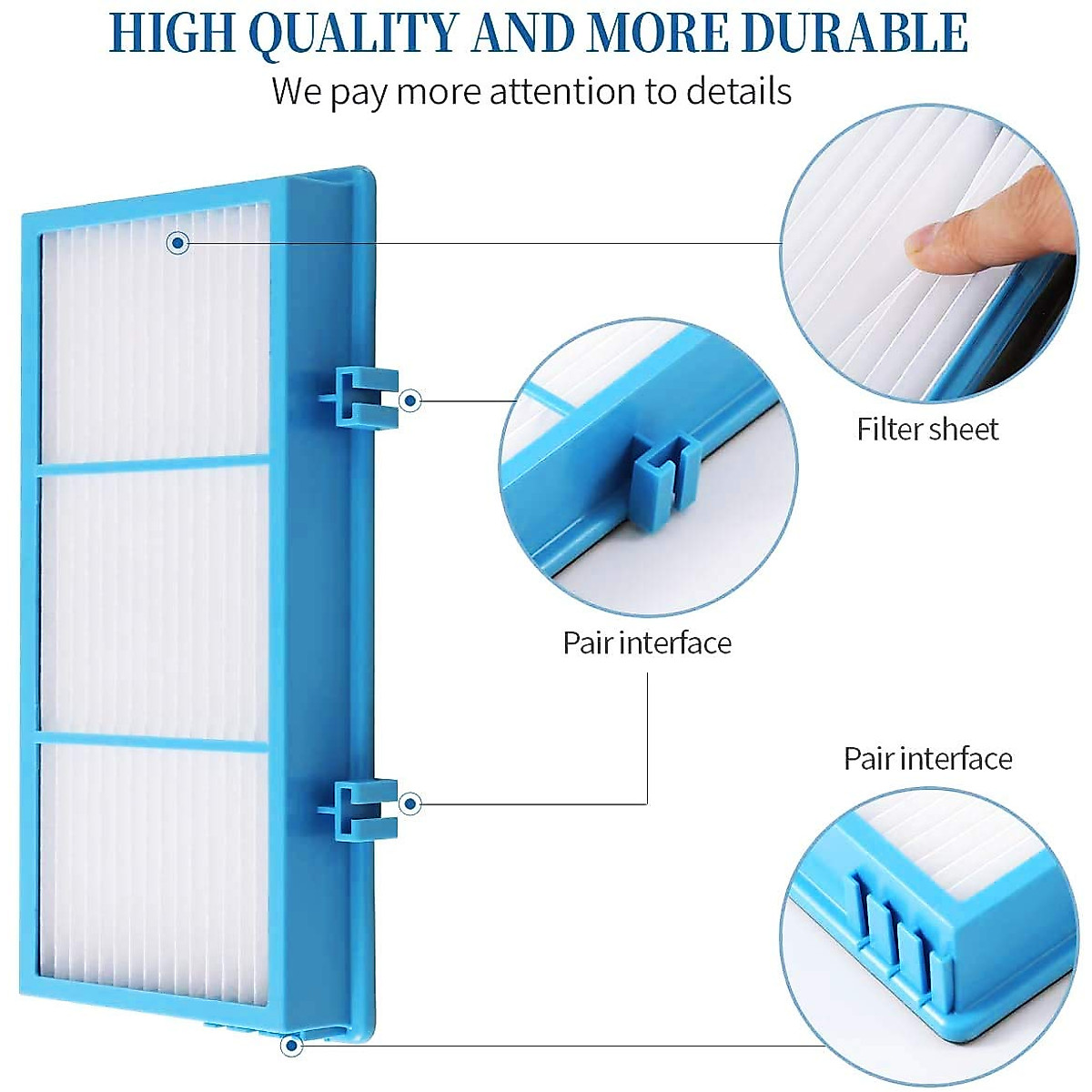 UOUOLONUN 4 Sets HAPF30AT Blue True HEPA Filter Replacement for Holmes Models AER1 Series, HAPF300AT for Replacement Parts # HAPF300AH-U4R, HAP242-NUC
