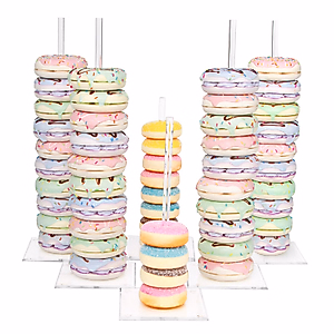 YestBuy Donut Stand, 6 Pack Acrylic Donuts Display Stands, Doughnut Tower Holder, Clear Bagel Stand Holders for 60 donuts for Party Wedding Birthday Gathering Decoration