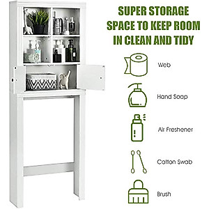 Nightcore Bathroom Storage Rack Over The Toilet, Toilet Organizer with 4 Open Space, Space Saver Cabinet, Sturdy and Durable Bathroom Shelf, White