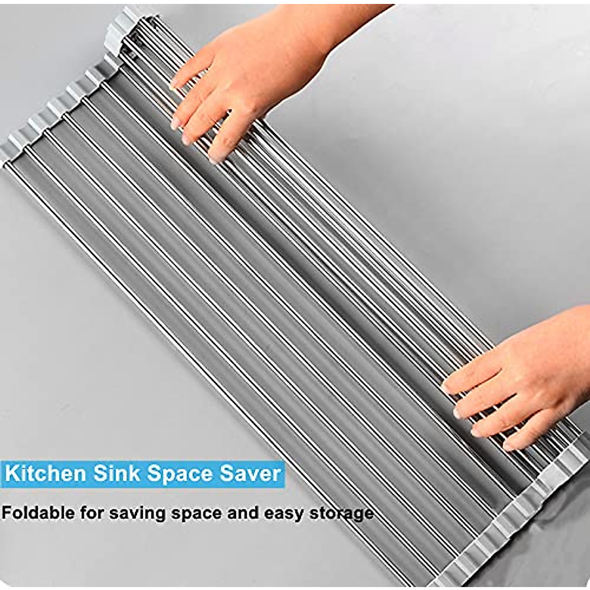 Seropy Roll Up Dish Drying Rack Over The Sink Dish Drainer for Kitchen Sink 17.5 x 15.7 Inch and Clothes Drying Racks for Laundry Foldable 10 Clips 6 Pack Sock Hanger