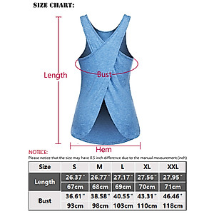 LYHNMW Women Casual Tank Tops Loose Fit Open Back Workout Athletic Yoga Runing Shirts 3Pack