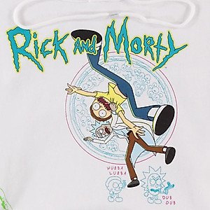 RICK AND MORTY Mens Hoodie Mens Multi Print Sweatshirt - Rick & Morty, Summer, Squanchy Classic Hoodie (White, Small)