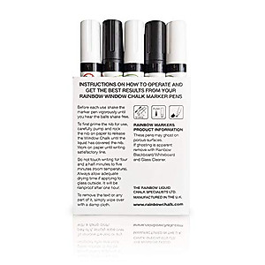 Glass Pen Window Marker: Black and White 5 Pack - Glass Markers, Car Marker or Mirror Pen with Washable Paint - Car Windows, Mirrors, Signs, Crafts