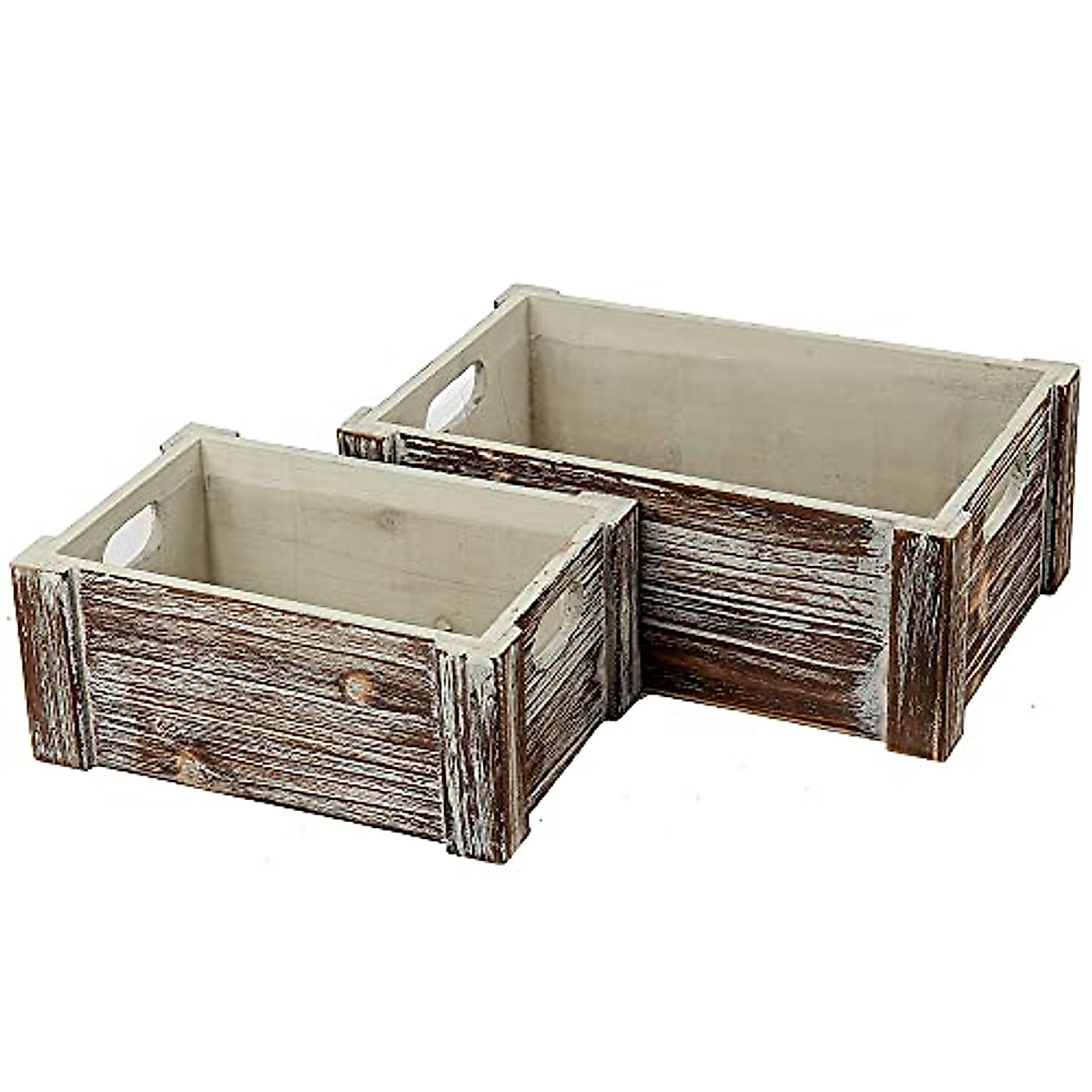 Wood Planter Box Rectangle Wooden Planter Boxes Set of 2 Rustic Wooden Window Box for Garden Plants Flower Succulent Herb