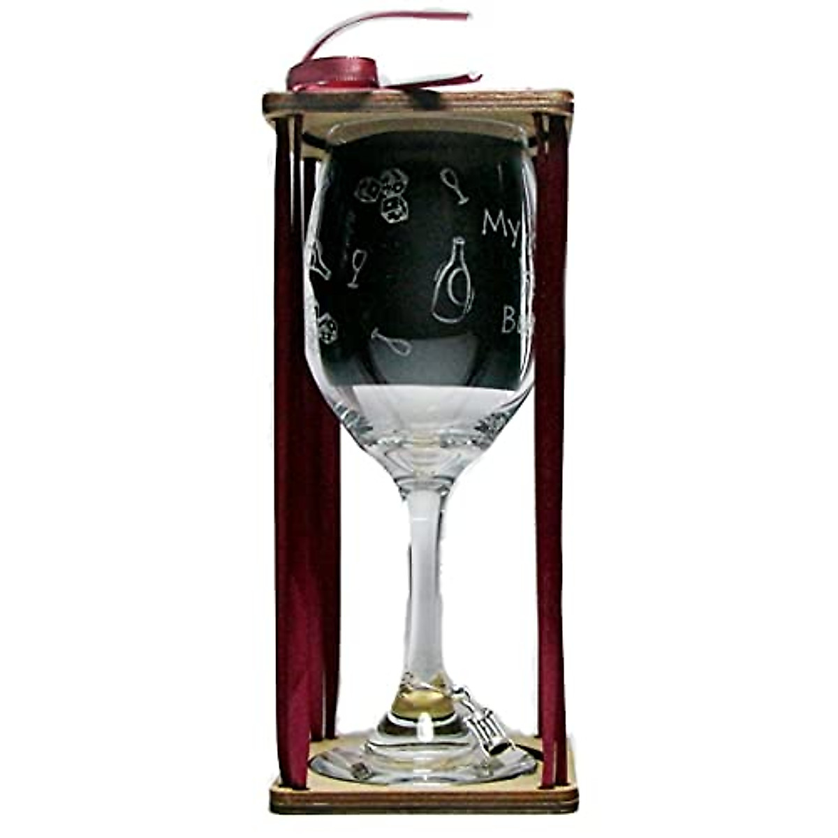 Orange Kat Bunco Club My Drinking Club Has A Major Bunco Problem Stemmed Wine Glass with Charm and Presentation Packaging