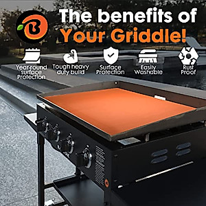 bigstone 36" Griddle Mat Silicone for Blackstone, Heavy Duty Food Grade Silicone Grill Cover for Blackstone, Resizable and Customizable, Compatible with Blackstone 36", 28",22" Models