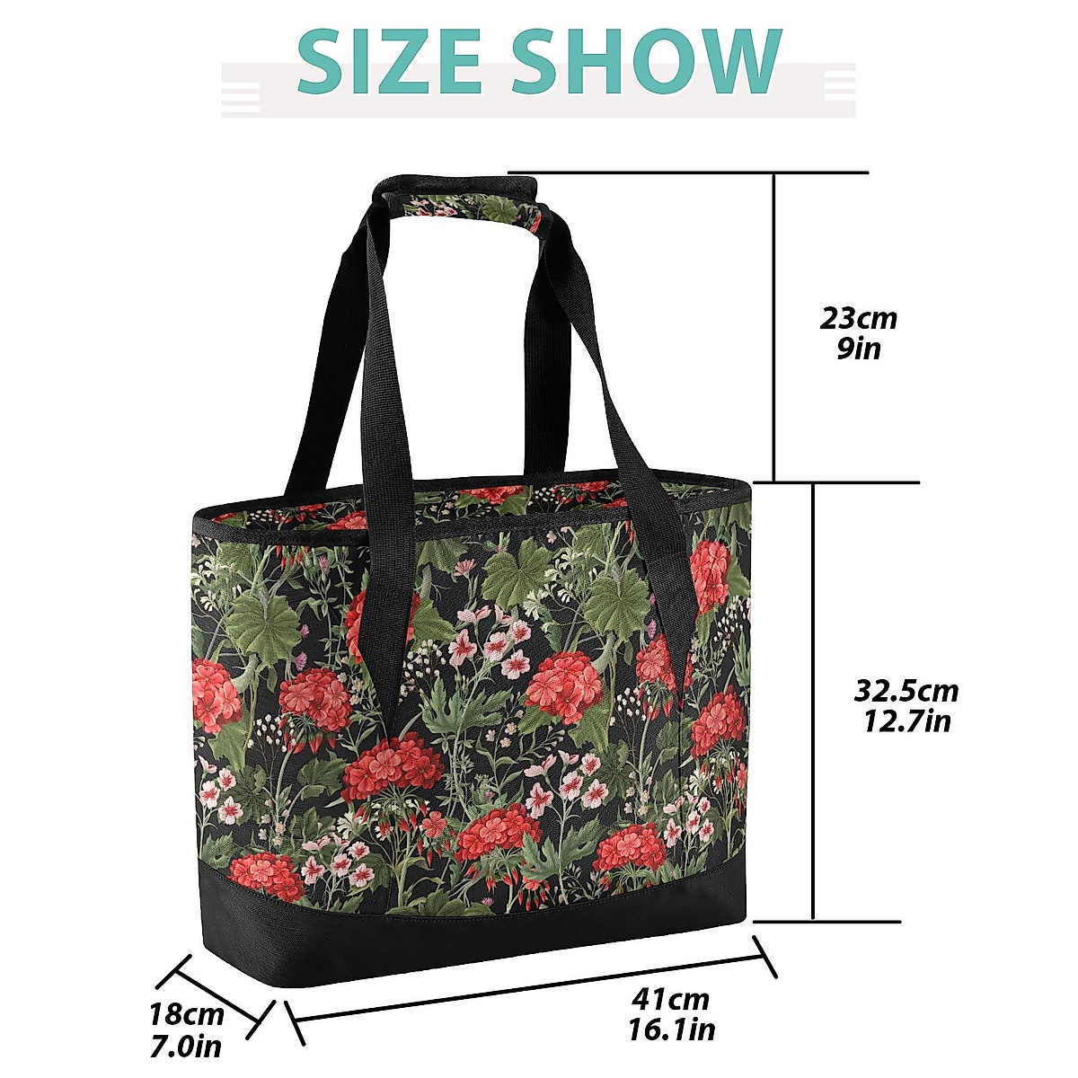 ALAZA Wildflowers Trendy Floral Cooler Bag Insulated Lunch Bag for Women Men, Reusable Leakproof Cooler Tote Shoulder Bag for Picnic Camping Work Office Beach