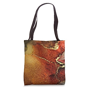 Rust Red & Orange Modern Art Alcohol Ink Distressed Pattern Tote Bag