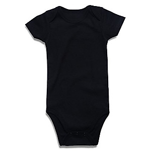 ROMPERINBOX Unisex Solid Black Baby Bodysuit 0-24 Months Multi-packs Interlock 195 Gsm (0-3M, Black 5 Pack)