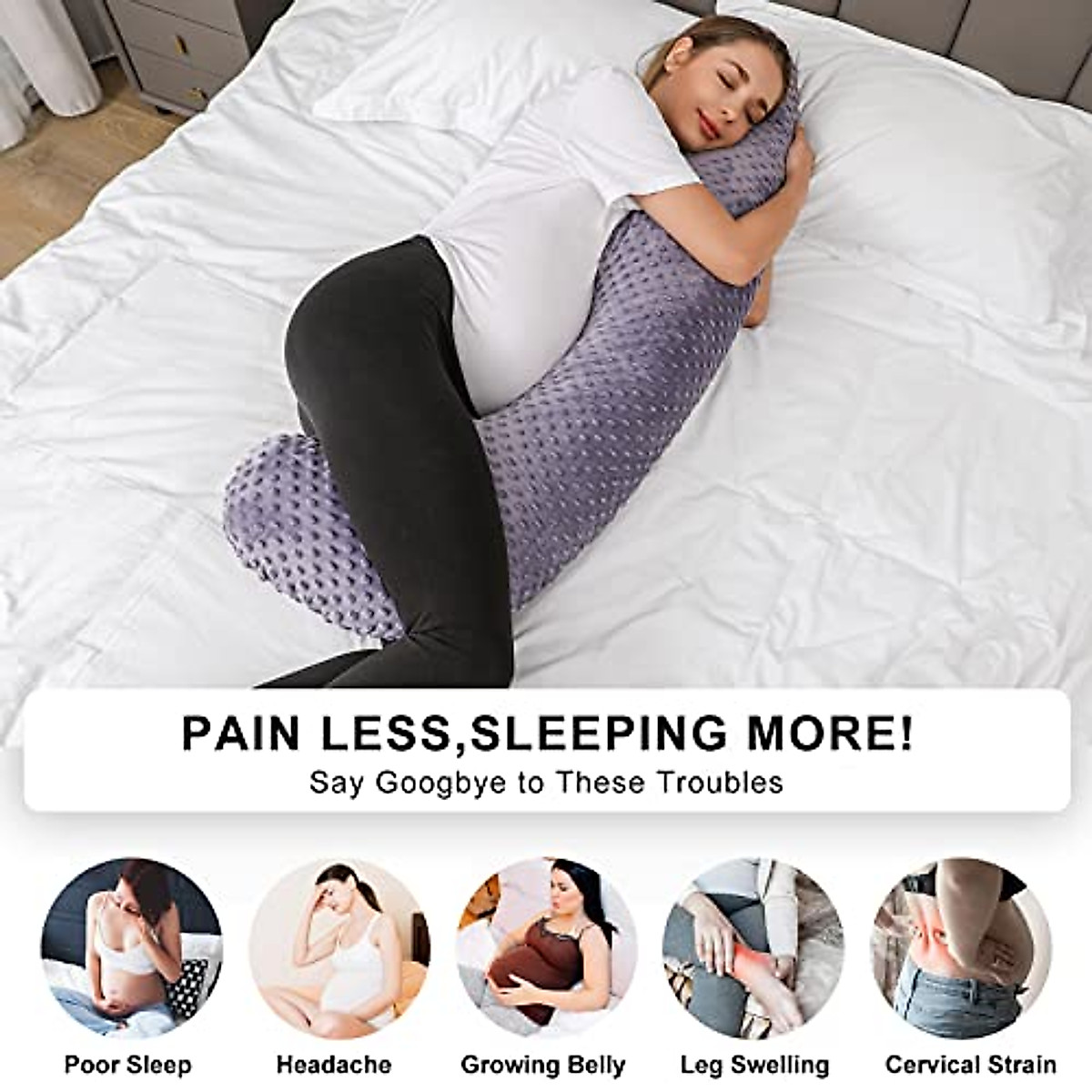 Treeking-Pregnancy Pillow,Soft and Comfortable Pregnancy Pillows for Sleeping for Side Sleeping Body Pillow, Durable and Stretchy Maternity Pillow Suitable for Head, Neck and Abdominal Support