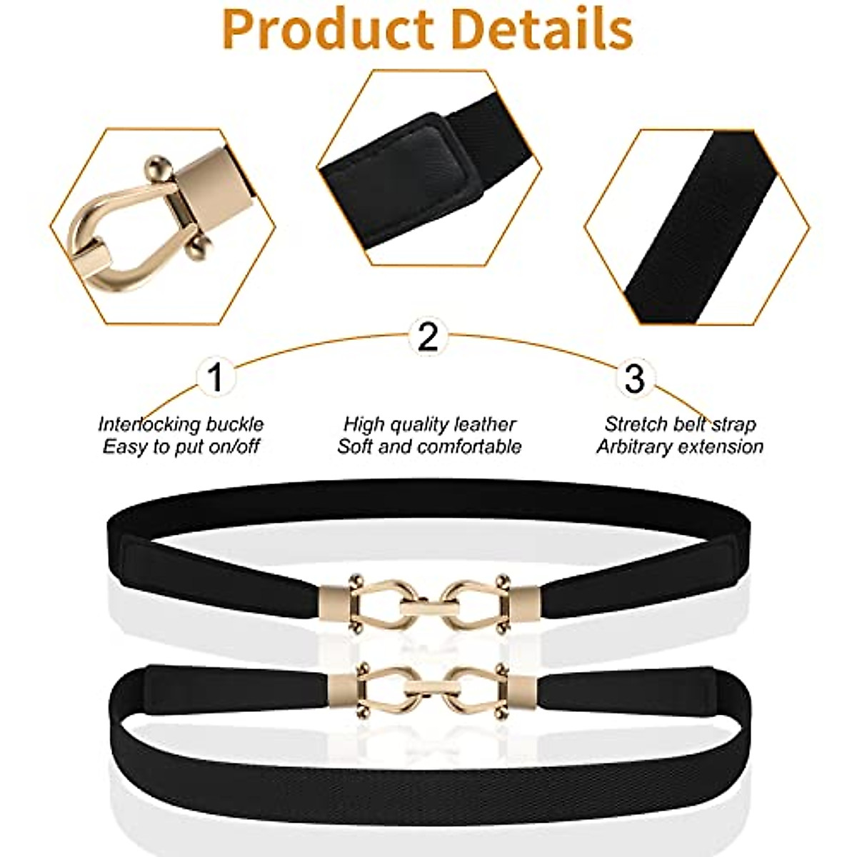 Giantree Women Skinny Belt for Dresses, Corset Belt Thin Waist Belt Fashion Versatile Ladies Elastic Slim Small Waist Belt