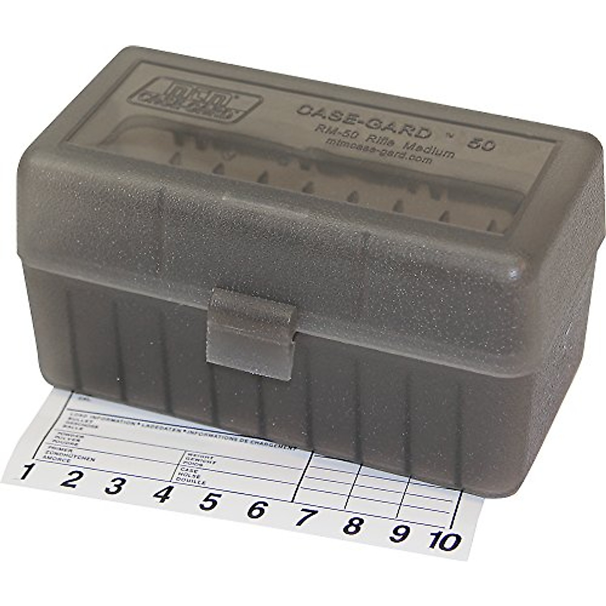 MTM 50 Round Flip-Top Rifle Ammo Box 220 Swift 243 308 Win, Gray