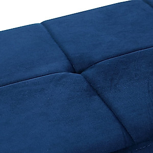 RIDI LEEOKI Modern Dining Room Living Room Green Bench with Stainless Steel and Velvet ottaman(Set of 1) (Blue)