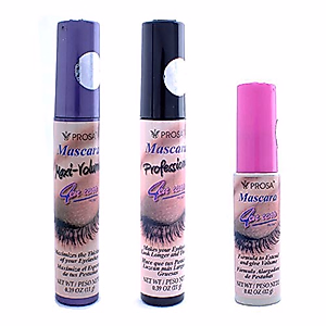 3 Pcs PROSA - PROFESIONAL Maxi Volumn Black MASCARA 4 IN 1 LONGER THICKER P1