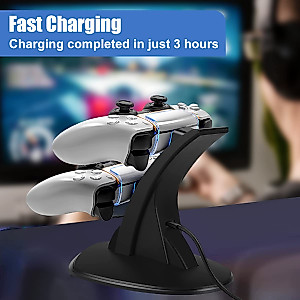 PS5 Controller Charger Station Dual Controller Charging Stand for Playstation 5, IC Protection, Fast Charging Docking Station with Type-C Charging Cable