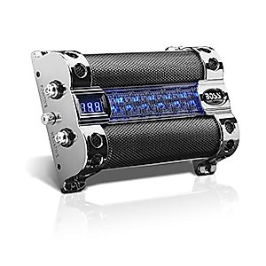 BOSS Audio Systems CAP8 8 Farad Car Capacitor - Energy Storage, Enhanced Bass From Stereo, Warning Reverse Polarity Tone, Voltage Overload Low Battery Voltage Led, For Amplifier and Subwoofer