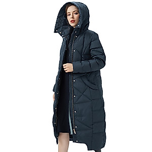 Orolay Women's Puffer Down Coat Winter Maxi Jacket with Hood Navy XL