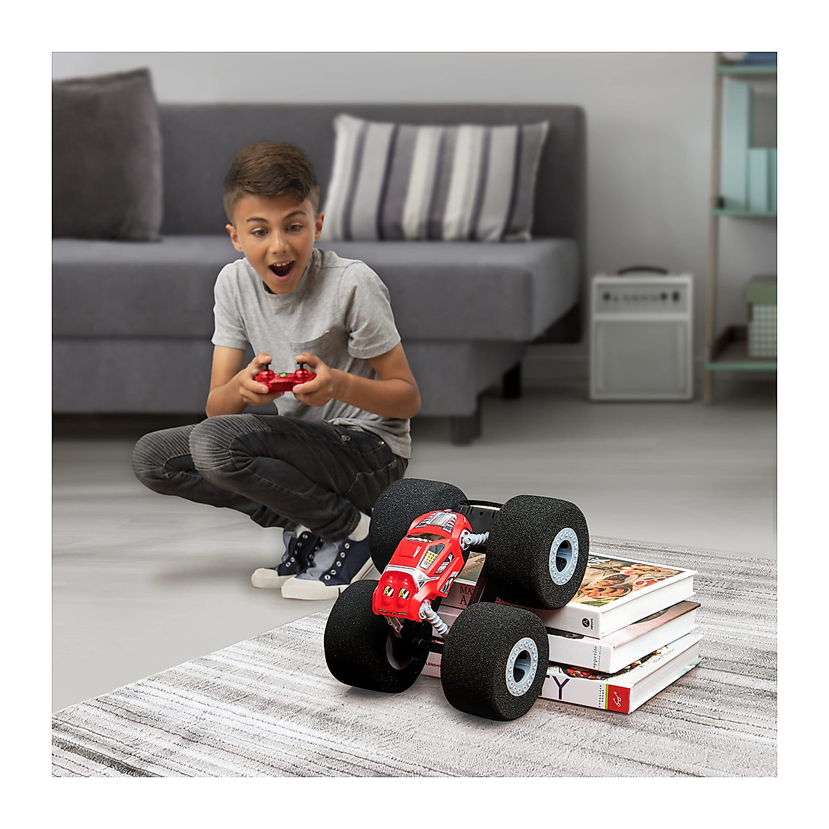 Air Hogs Super Soft, Stunt Shot Indoor Remote Control Stunt Vehicle with Soft Wheels, for Kids Aged 5 and up