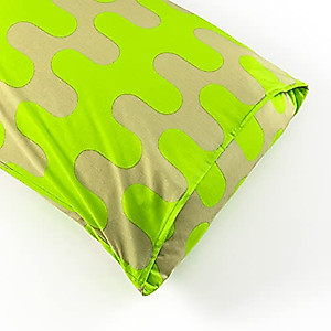 YuHeGuoJi Green Duvet Cover Queen 100% Cotton Striped Duvet Cover 3 Pcs Set 1 Fluorescent Green Geometric Duvet Cover with Zipper Ties 2 Pillowcases Modern Farmhouse Abstract Beige Bedding