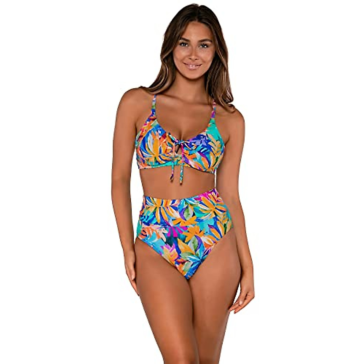Sunsets Hannah Foldover High Waist Women's Swimsuit Bikini Bottom, Alegria, 16