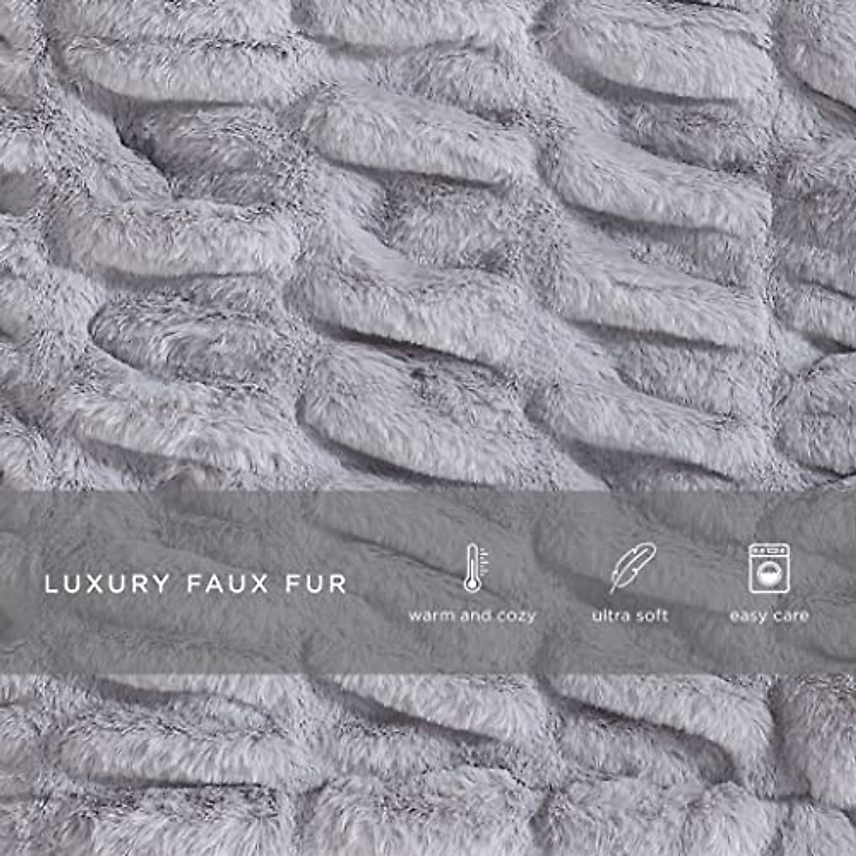 Casual Chic Lapin Ultra Fine Faux Fur Throw Blanket - Luxurious, Chic, Soft and Cozy 400 GSM Microfiber Blanket for Couch and Bed - 50” x 60” (Gray)
