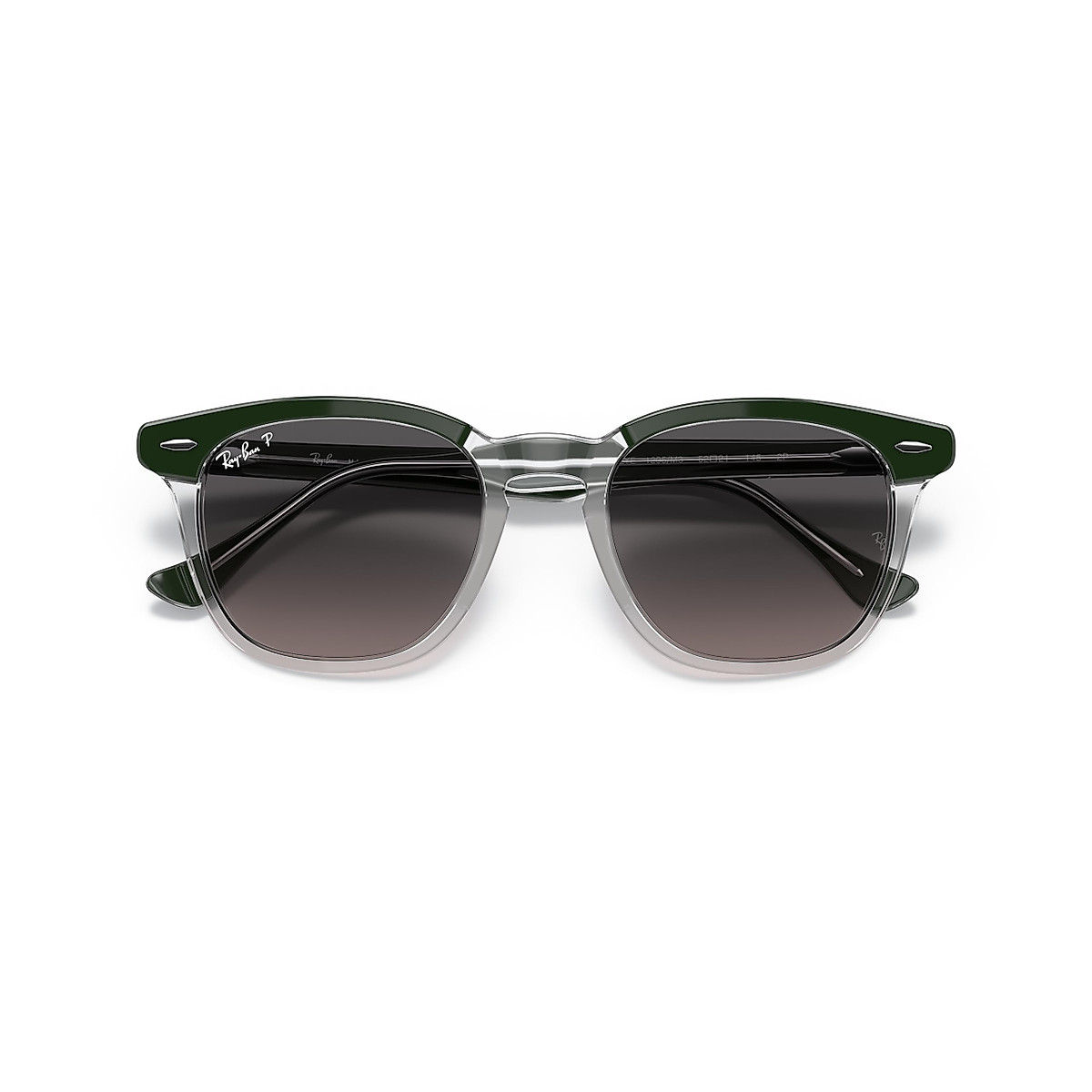 Ray-Ban Unisex Sunglasses Green On Transparent Frame, Grey Lenses, 52MM