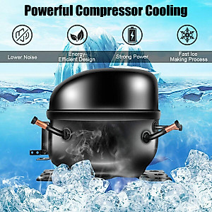 COSTWAY Ice Maker Countertop, 48LBS/24H Automatic Ice Stainless Steel Machine with Self-Cleaning Function, Easy-to-Control LCD Display, Timer Function, See-Through Window with Ice Scoop and Basket