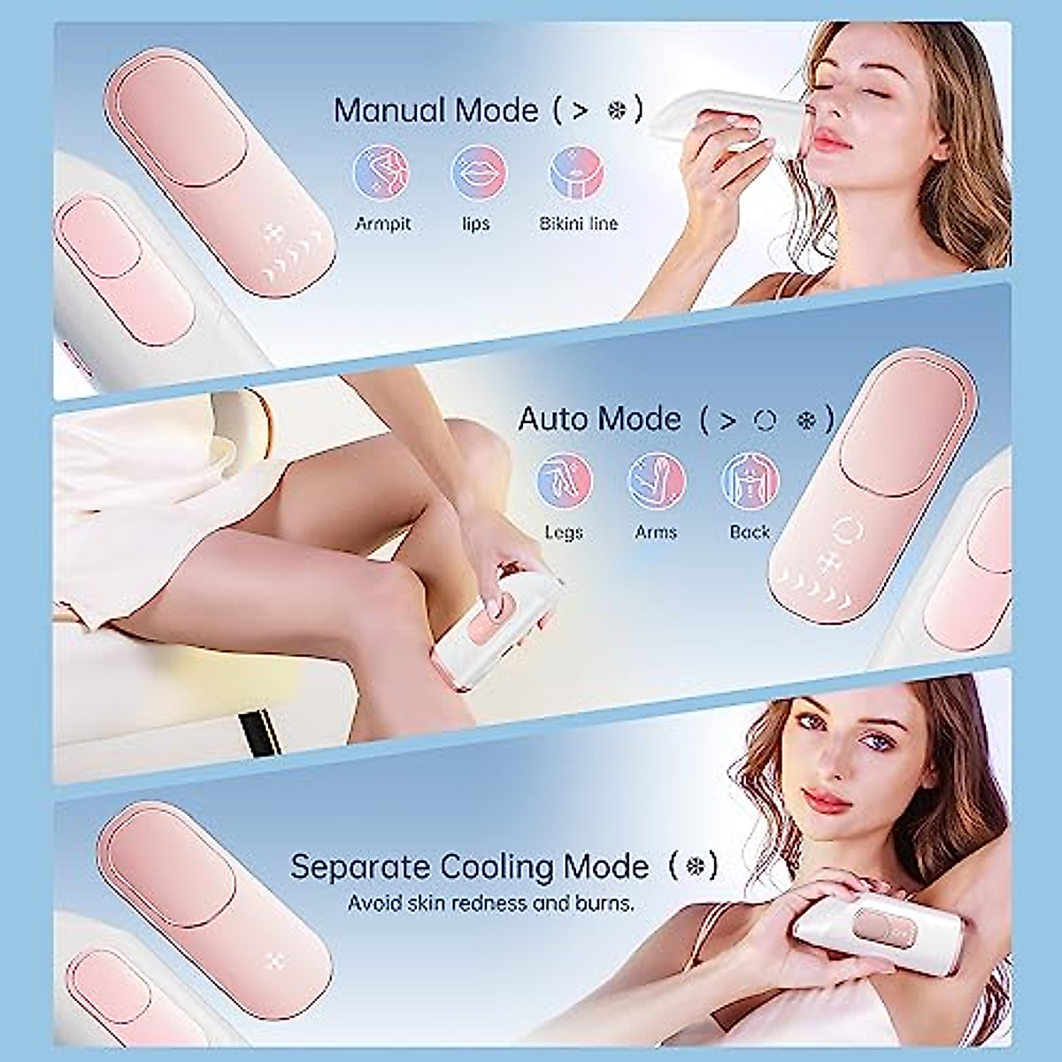 Laser Hair Removal Device with Cooling Function for Women and Men, At-Home Permanent IPL Hair Removal with Latest Dual ICE Technology, Unlimited Flash for facial Legs Arms Whole Body Use