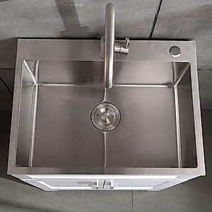 Homecart 24" White Laundry Utility Cabinet w/Stainless Steel Sink and Faucet Combo