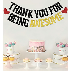 KEWUFD Thank You for Being Awesome Banner Black Glitter We Will Miss You Banner Thank You For Being Awesome Banner For Graduation/Farewell/Going Away Party Decoration Supplies For Men/Women