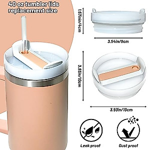 HeyMoly 40 OZ Tumbler Lid Replacement Fit for Stanley, Spill Proof and Splash Resistant Tumbler Covers Fit for Tumbler 40 oz and Coffee Mugs(2 Pack, Pink Dusk)