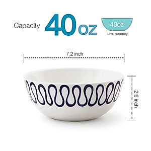 ZEN Scandi Porcelain Noodle Salad Bowls 40oz Set of 4