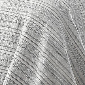 Levtex Home Bondi Stripe Grey King Cotton Quilt Set, Grey and White, Stripe