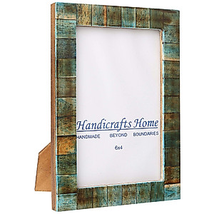 Handicrafts Home 4x6 Verdigris Picture Frame - Handmade Photo Frame with Plexiglass - Wall Hanging or Tabletop Display, Elegant Decor Gift