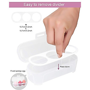 Makeup Sponge Case Blender Beauty Foundation Holder Blending Sponge Egg Set Makeup Sponge Wet And Dry Storage Box Egg Sponge Organizer Stocking Stuffers Gift for Women (3pcs-Pink series)